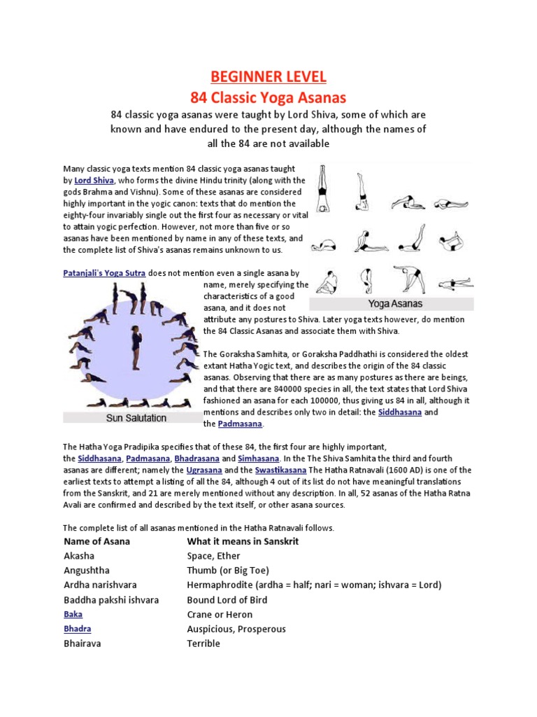 84 Classic Yoga Asanas & List of Asanas | PDF | Asana | Yoga