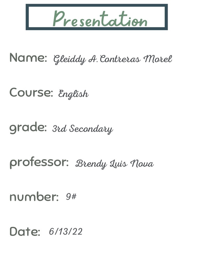 Name: Course: Grade: Professor: Number: Date:: Presentation | PDF ...