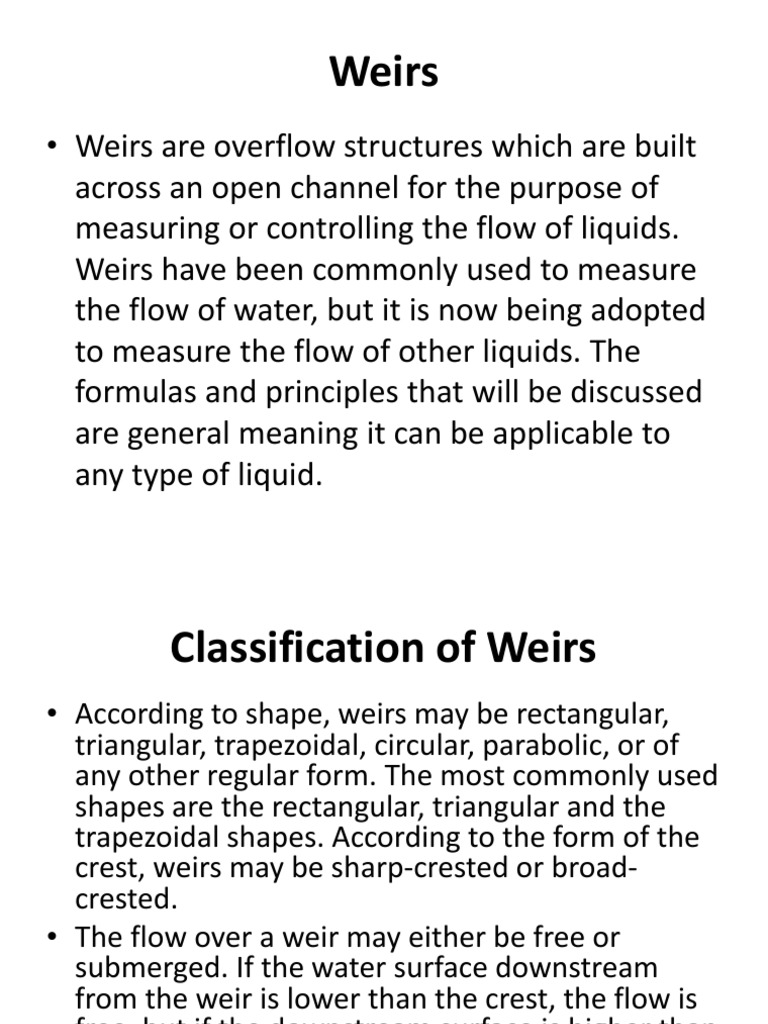Weirs | PDF | Discharge (Hydrology) | Area