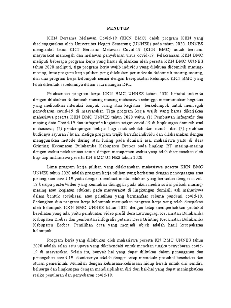 KKN UNNES 2020: Melawan Covid-19 | PDF | Ilmu Sosial