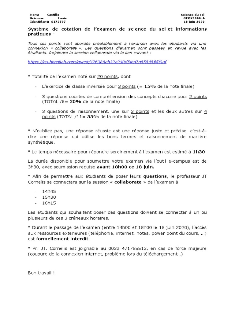Louis Castillo Exam SDS - Odt | PDF | Sol (pédologie) | Fertilité des sols