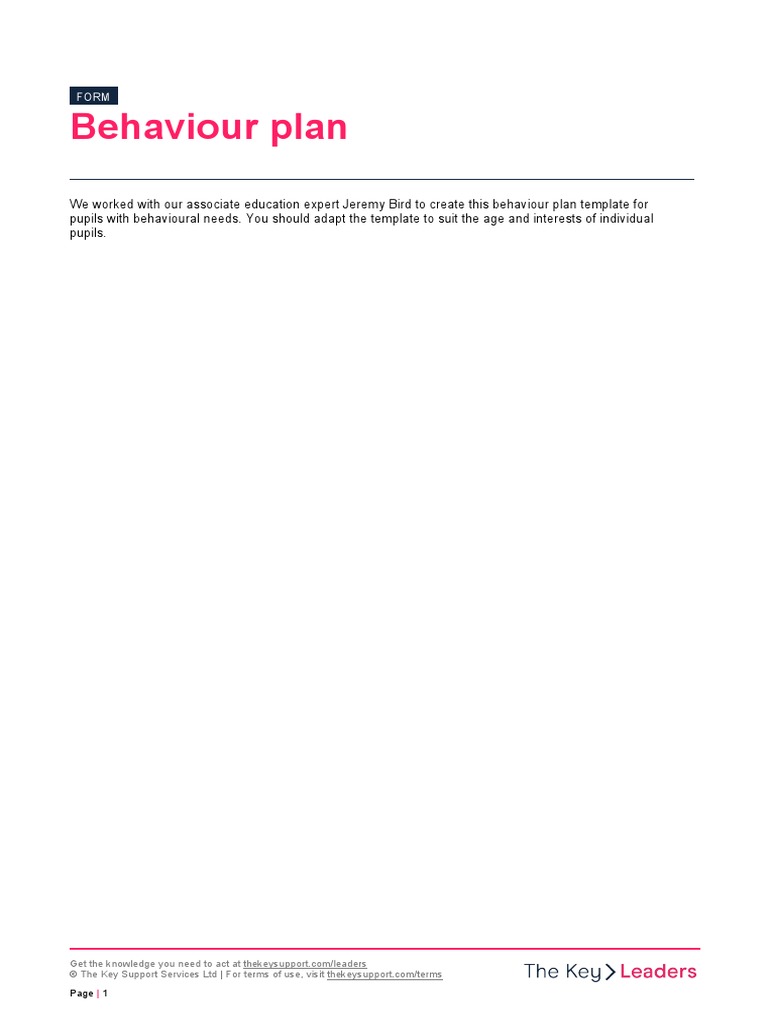 KeyDoc Individual Behaviour Plan Template GO15pxF | PDF | Behavior ...