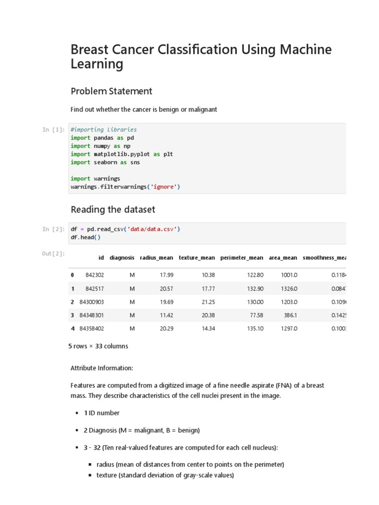 Breast Cancer Classification With Machine Learning | PDF | Accuracy And ...