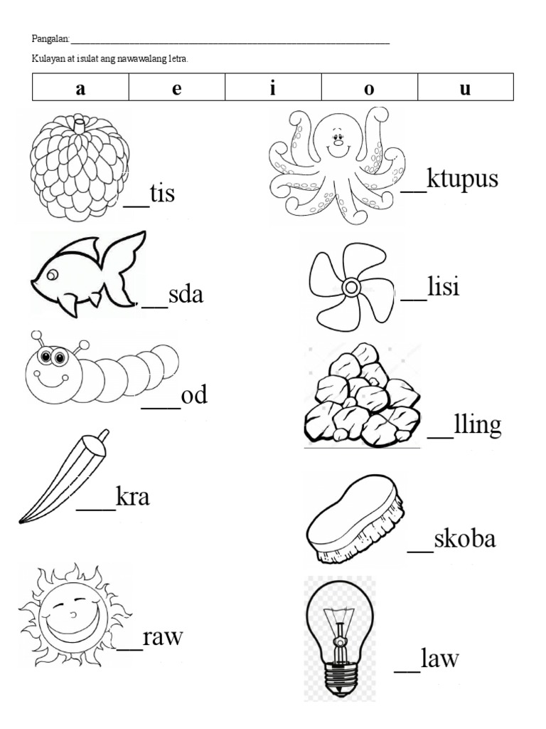 Vowels Nawawalang Letter at Kulayan | PDF