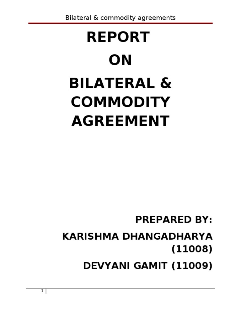 Bilateral & Commodity Agreements | PDF | Dumping (Pricing Policy ...