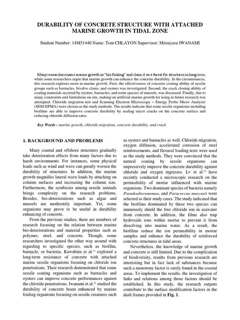 Durability of Concrete Structure With Attached Marine Growth in Tidal ...