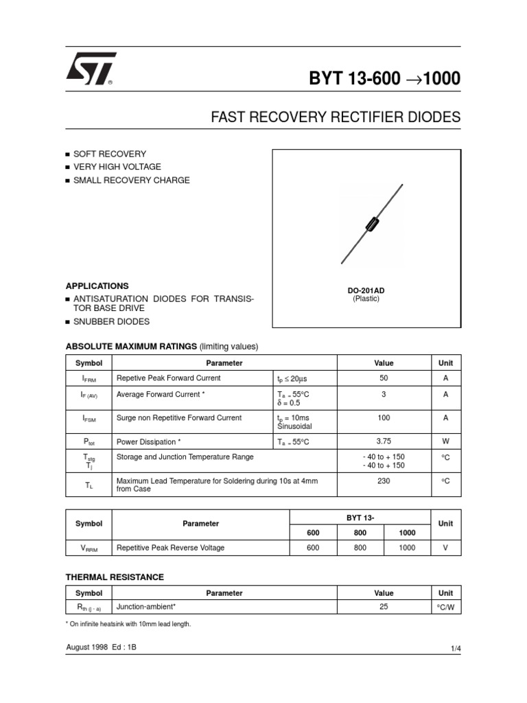BYT 13-600-1000 - Dioda | PDF | Diode | Computer Engineering