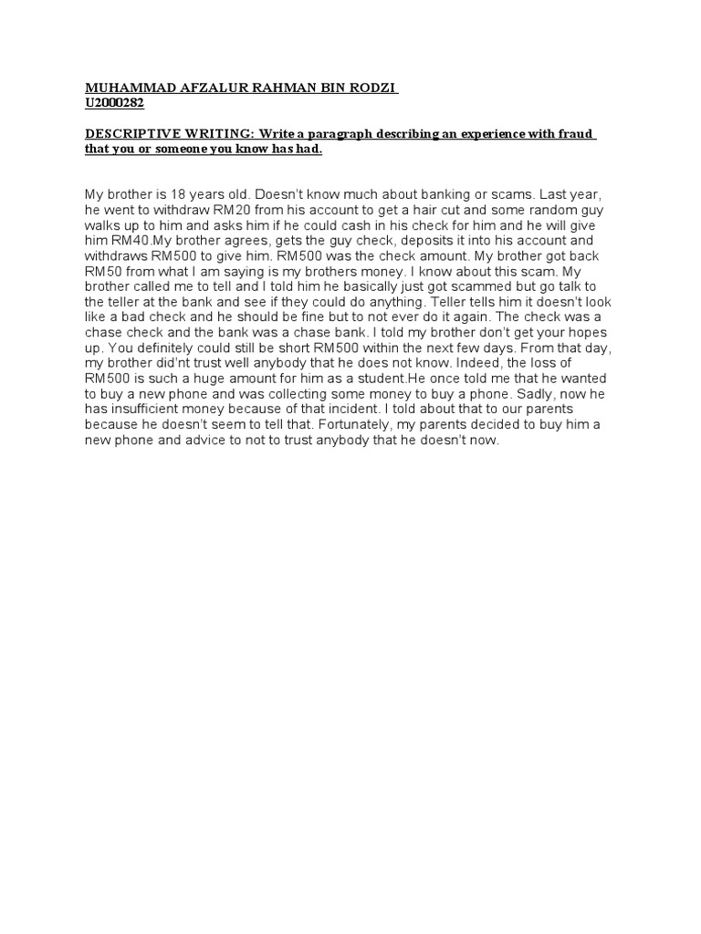 Descriptive Writing Week 4 (GLT1021) | PDF