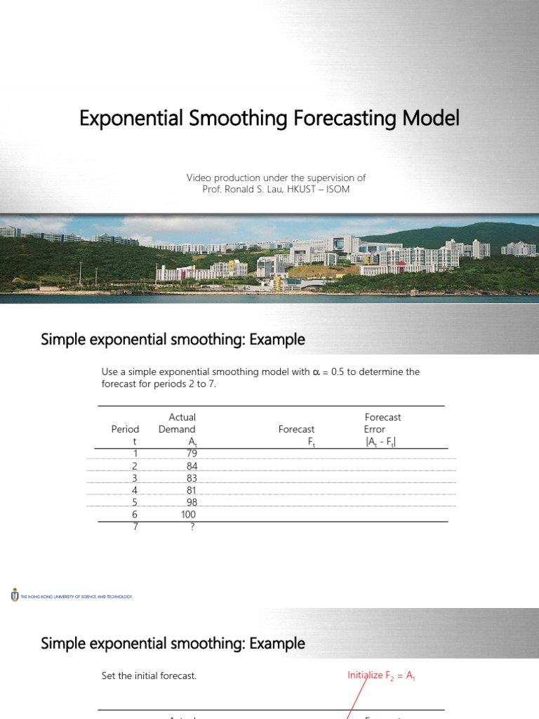 8 1a Exponential Smoothing Forecasting Model Stu Pdf Forecasting Prediction