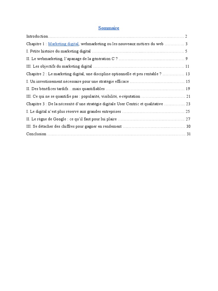 Exemple de Sommaire Marketing PDF | PDF | Ordinateurs