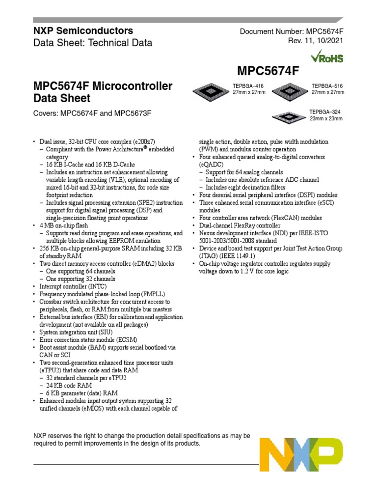 MPC5674F | PDF | Analog To Digital Converter | Microcontroller
