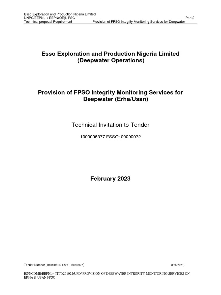 FPSO Integrity Monitoring Tender Guide | PDF | Specification (Technical Standard) | Business