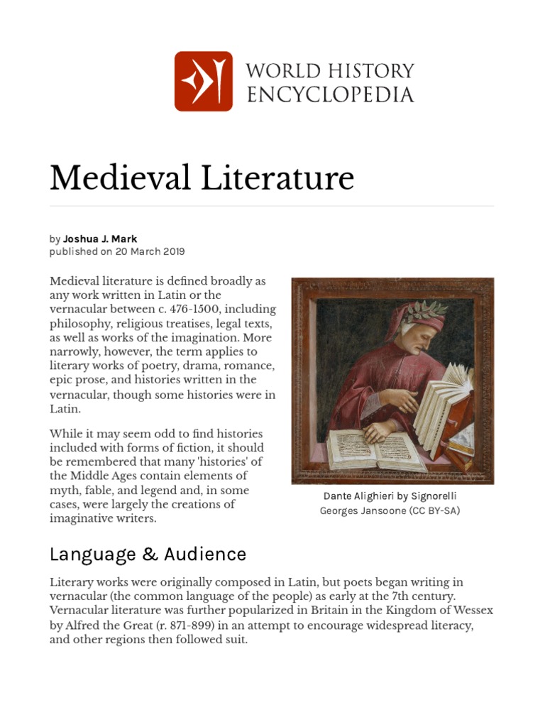 Medieval Literature - World History Encyclopedia PDF | PDF | Chivalric ...