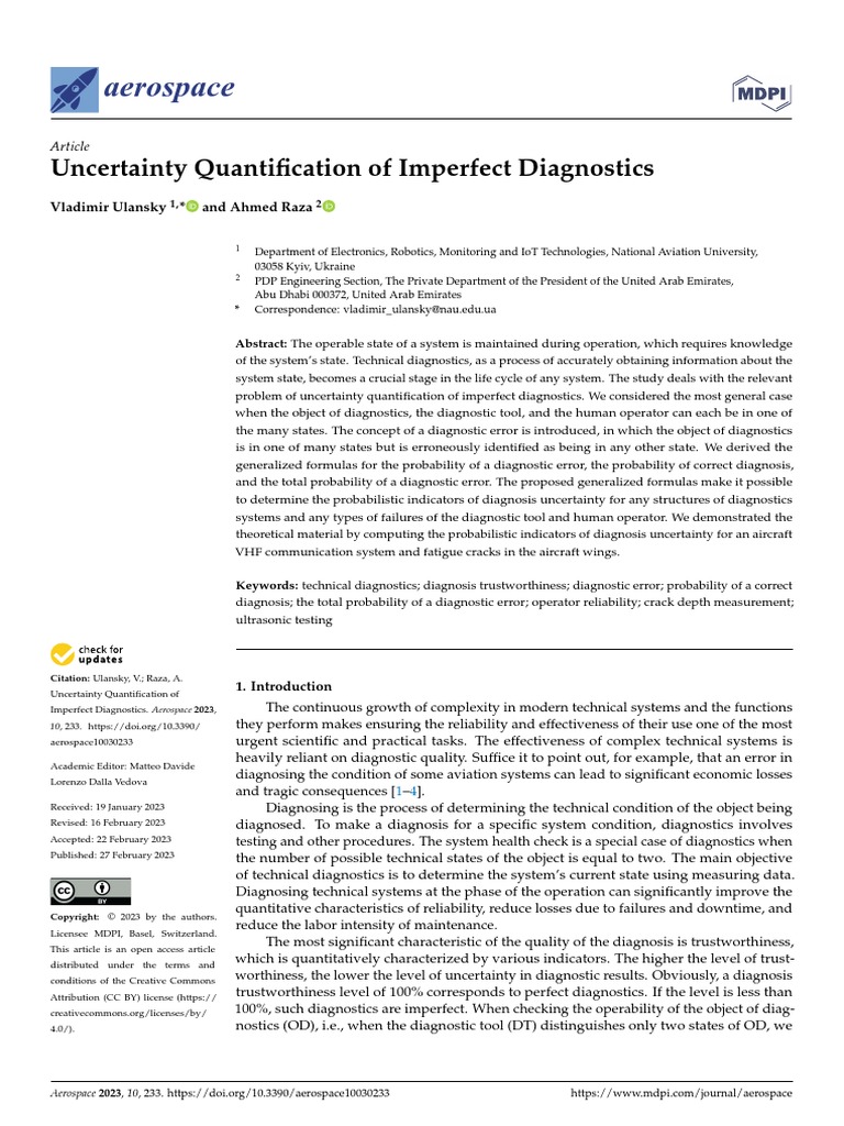 Uncertainty Quantification of Imperfect Diagnostics | PDF | Type I And ... Uncertainty Quantification of Imperfect Diagnostics | PDF | Type I And ...