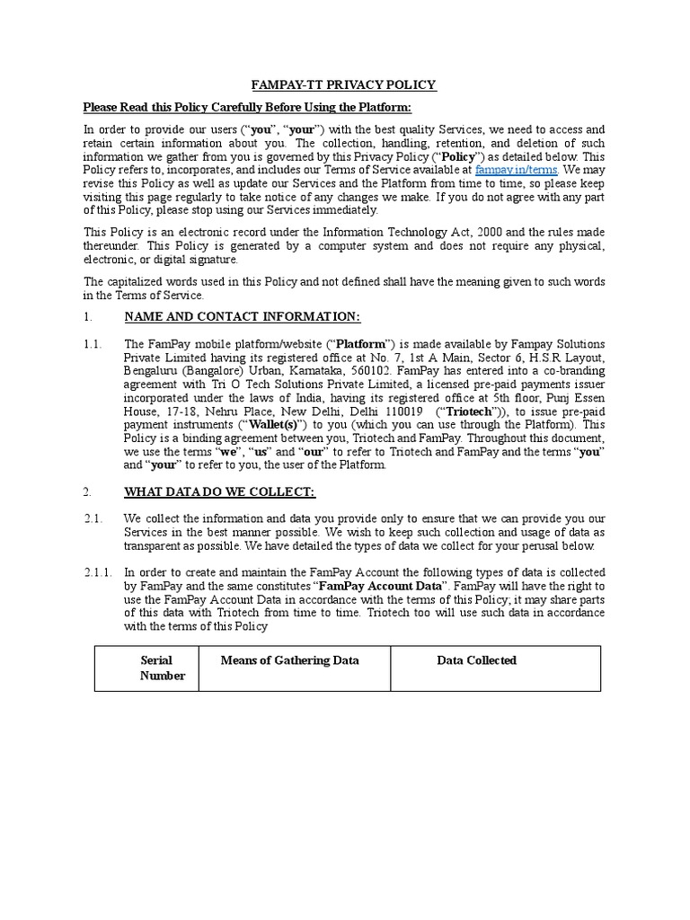 FamPay Privacy Policy Summary | PDF | Http Cookie | Privacy