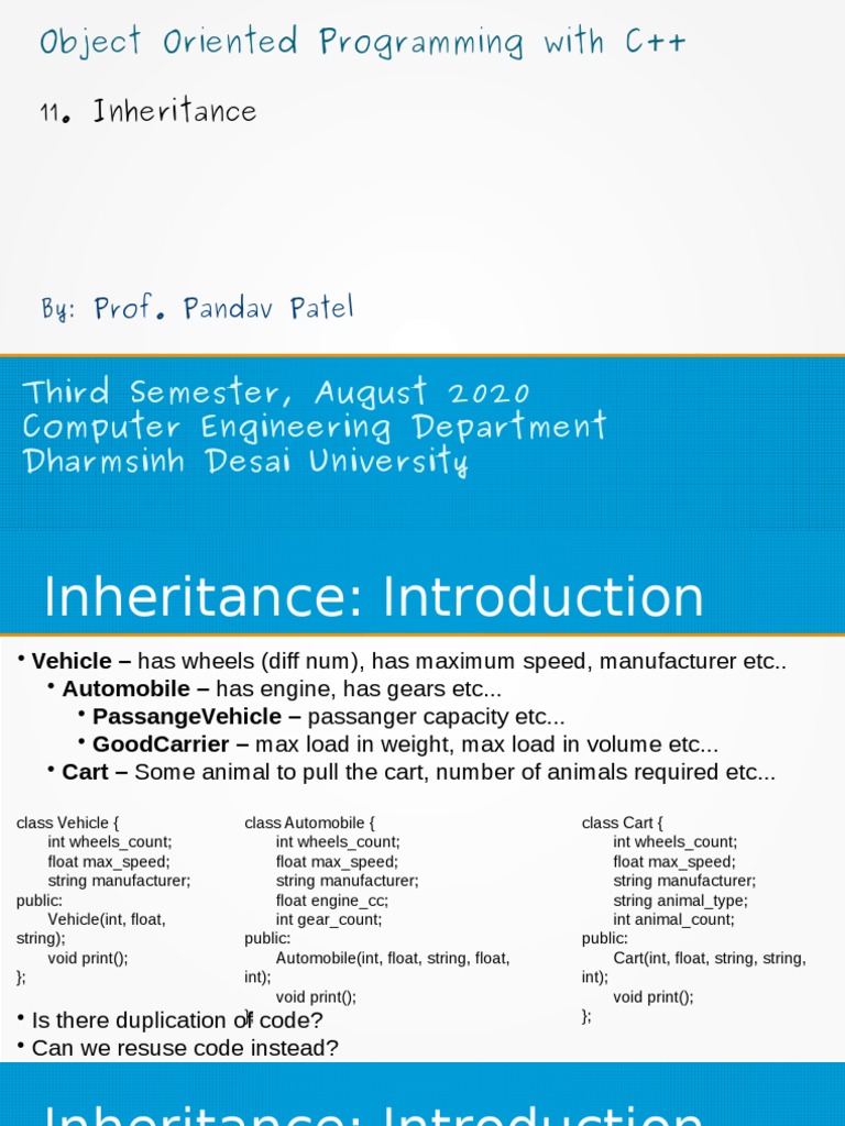 Object Oriented Programming With C Inheritance Pdf Inheritance 7472