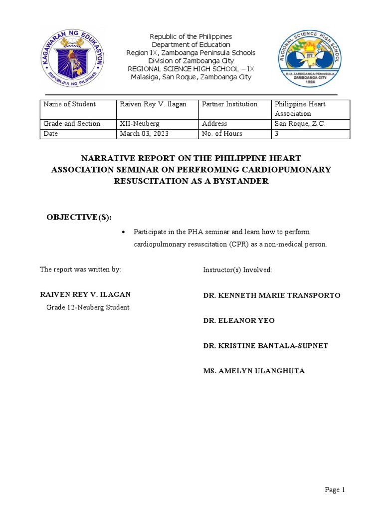 IIIs Narrative Report S2 Q3 Raib | PDF | Cardiopulmonary Resuscitation ...