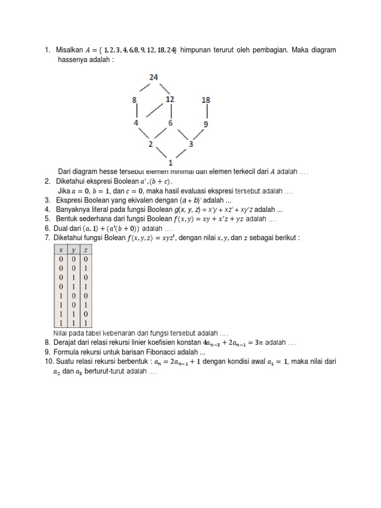 Soal dan Evaluasi Ekspresi Boolean dan Rekursi | PDF