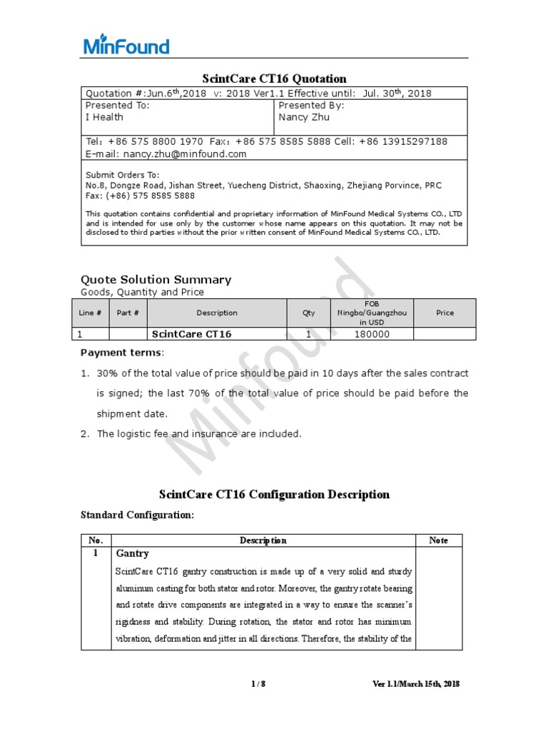 ScintCare CT16 Quotation Details | PDF | Ct Scan | Vacuum Tube