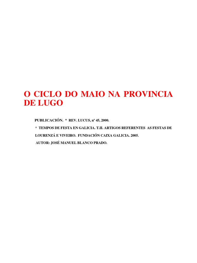 Ciclo Do Maio. Provincia de Lugo | PDF