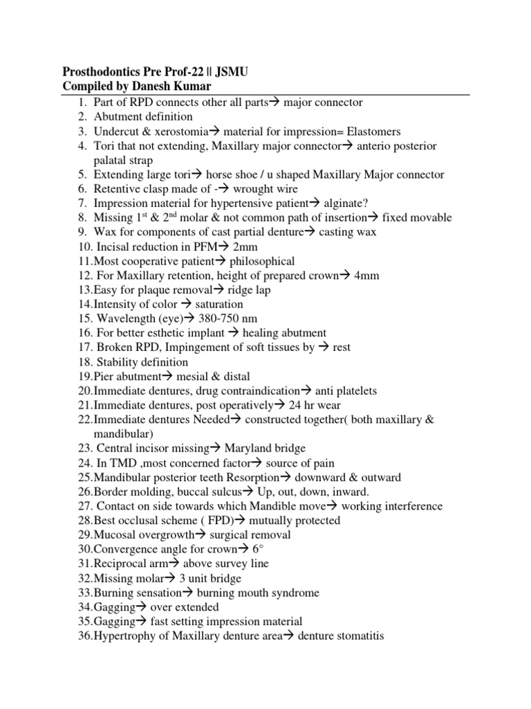 Prostho Pre Prof-22 JSMU | PDF