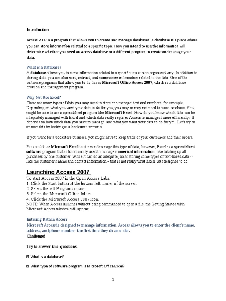 Access Notes | PDF | Microsoft Access | Databases