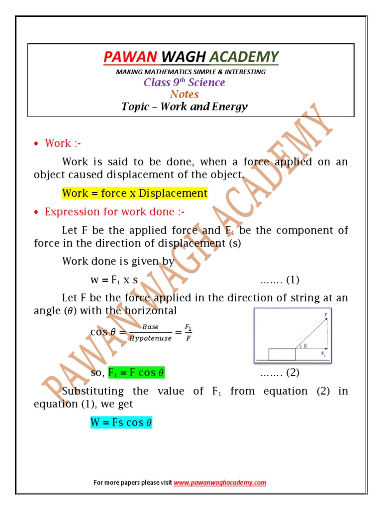 Work and Energy | PDF | Potential Energy | Force