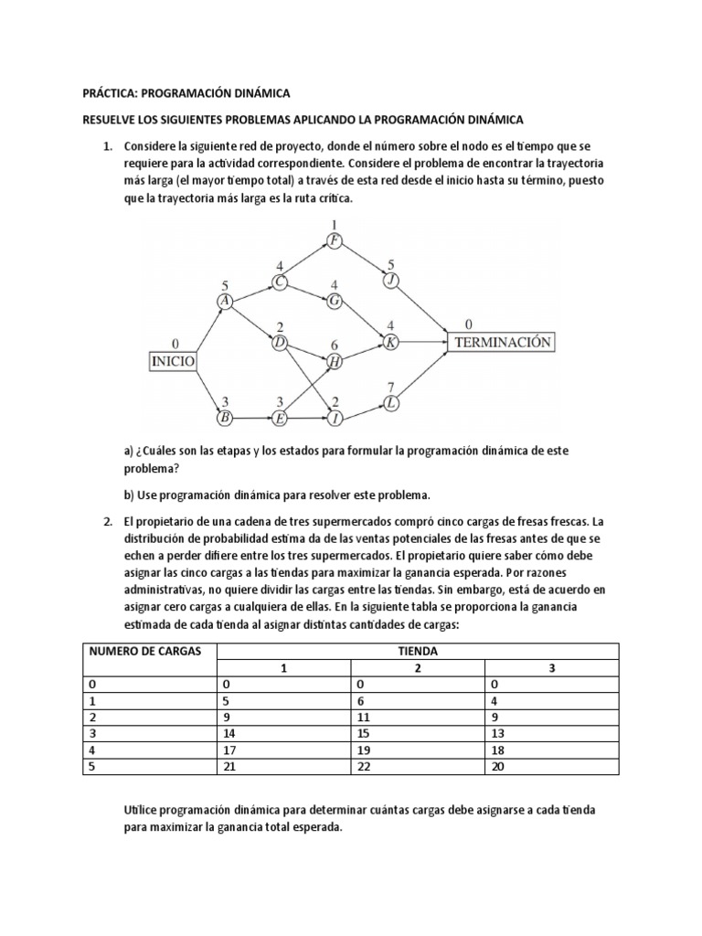 Práctica 1 Programación Dinámica | PDF | Programación dinámica | Supermercado