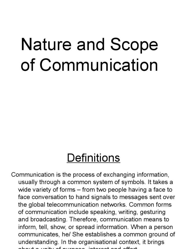 Nature and Scope of Communication | PDF