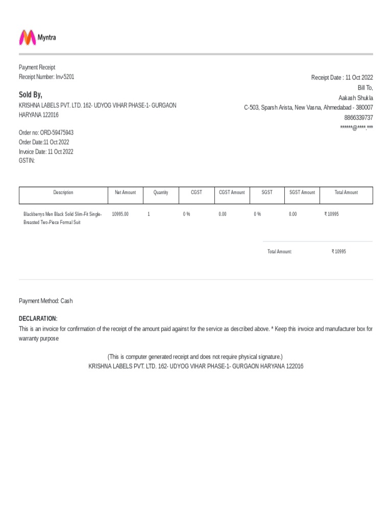 Myntra Invoice Download Instructions | PDF