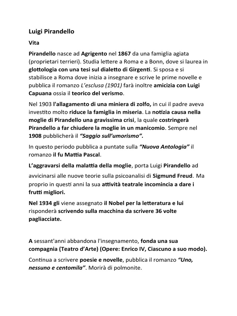 Pirandello Riassunto | PDF