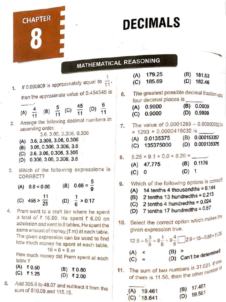 Decimals | PDF | Encodings | Division (Mathematics)