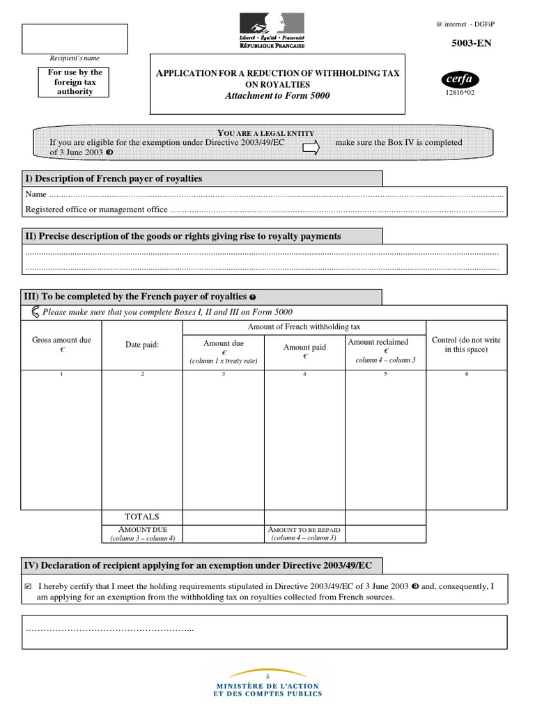 Formulaire 5003 EN | PDF | Money | Taxes
