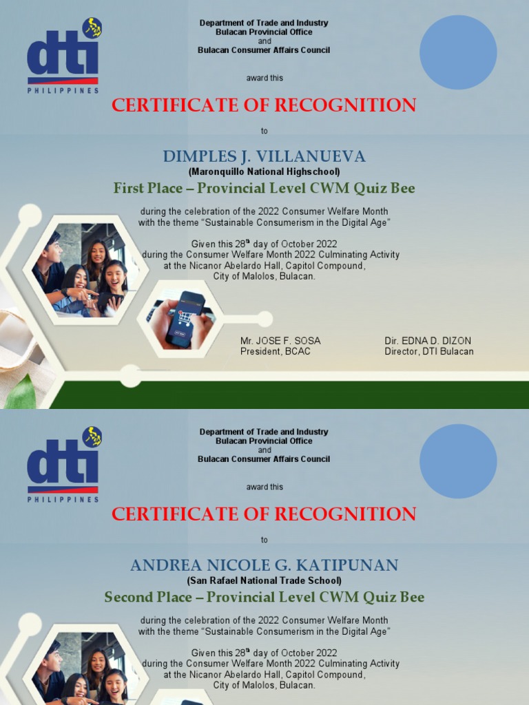 CWM Certificate Participation QUIZ BEE | PDF | Economies | Trade