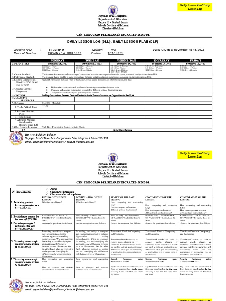Eng DLL Q2 Week 2 | PDF | Reading Comprehension | Pedagogy