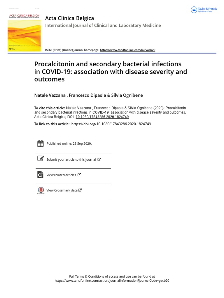 Procalcitonin and Secondary Bacterial Infections | PDF | Infection | Sepsis