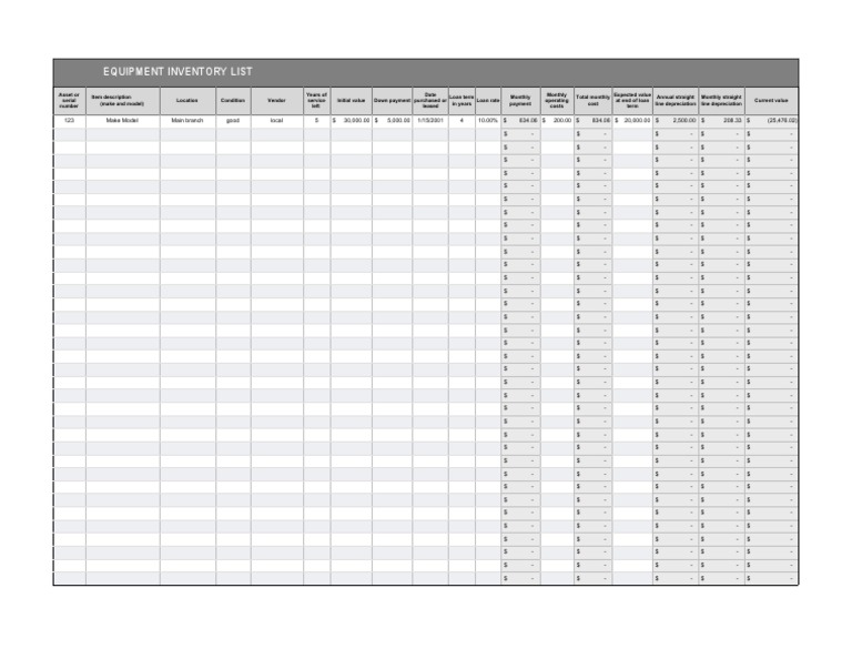 Equipment Inventory List | PDF
