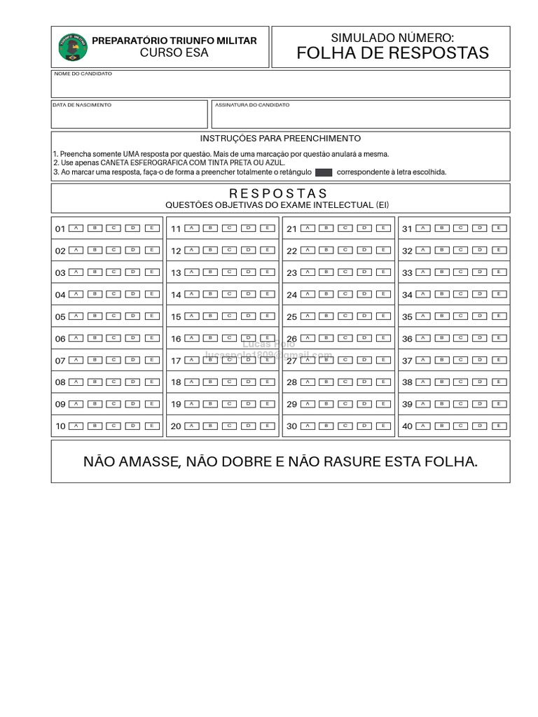 Preencher Gabarito | PDF
