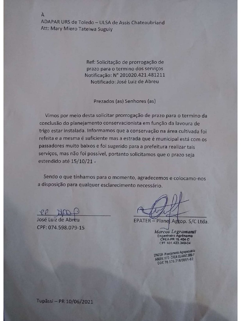Solicitação De Prorrogação Pdf 2176