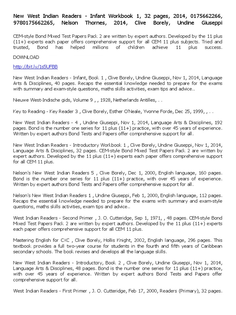 New West Indian Readers Infant Workbook 1 | PDF | Gargantua And ...