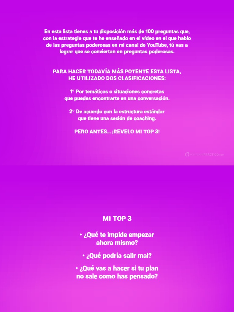 100 Preguntas Poderosas para Coaching | PDF | Ciencia cognitiva