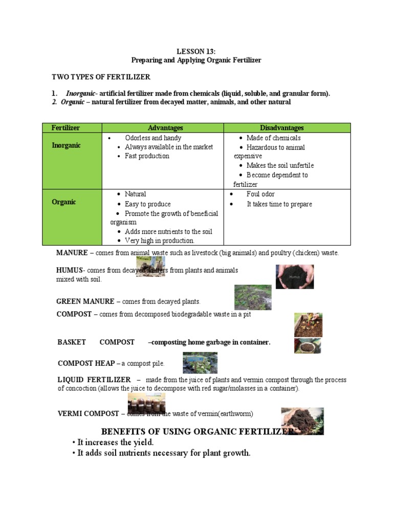 Lesson 13 Fertilizer Pdf Compost Soil