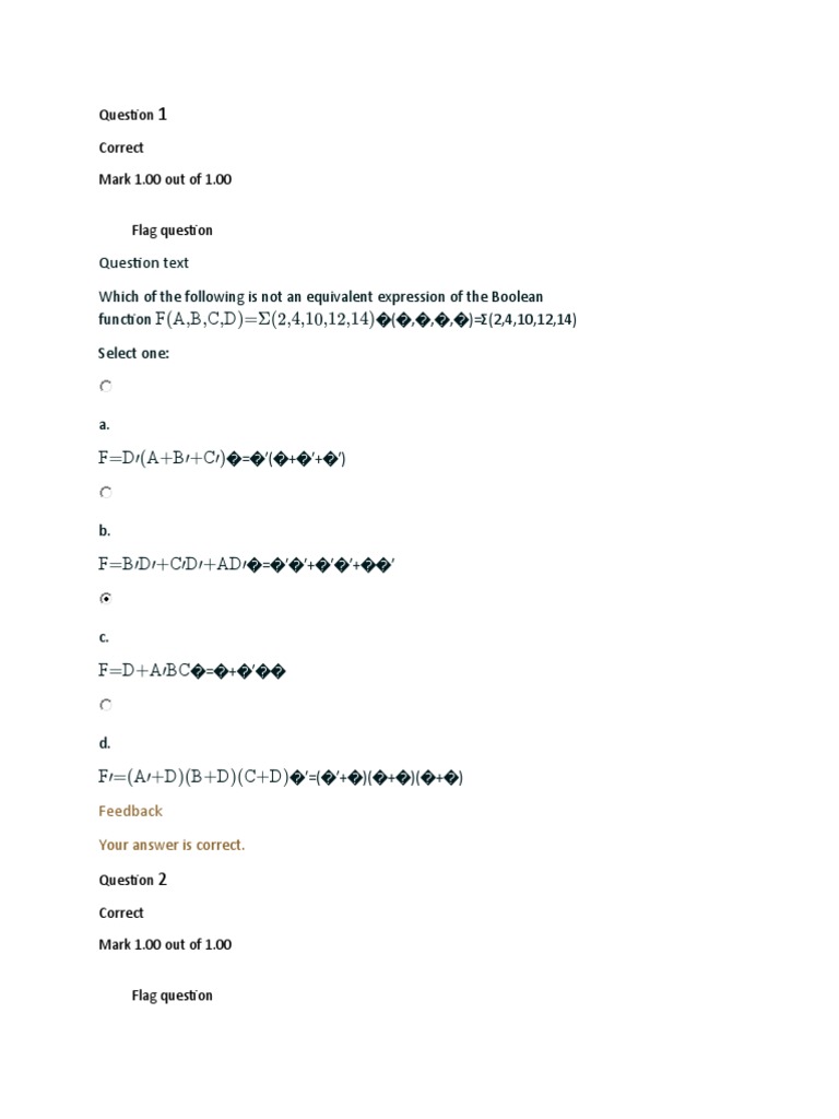 Logic Circuit & Switching Theory Midterm Quiz 1 | Download Free PDF ...