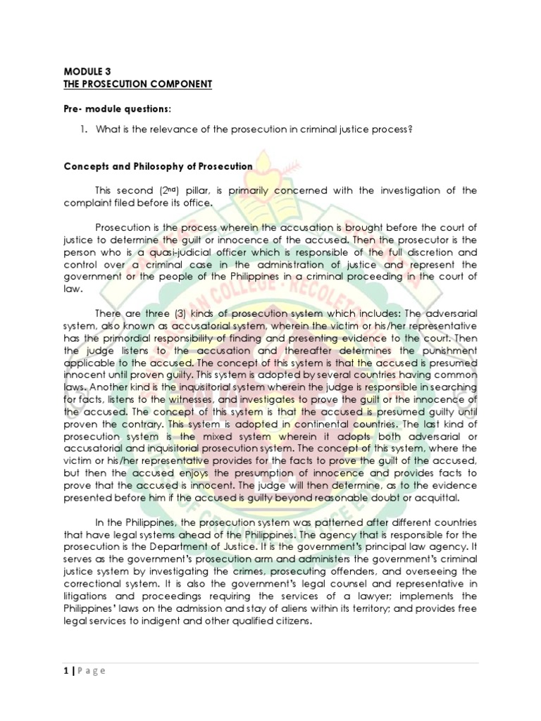 PCJS Module 3 | PDF | Prosecutor | Crimes