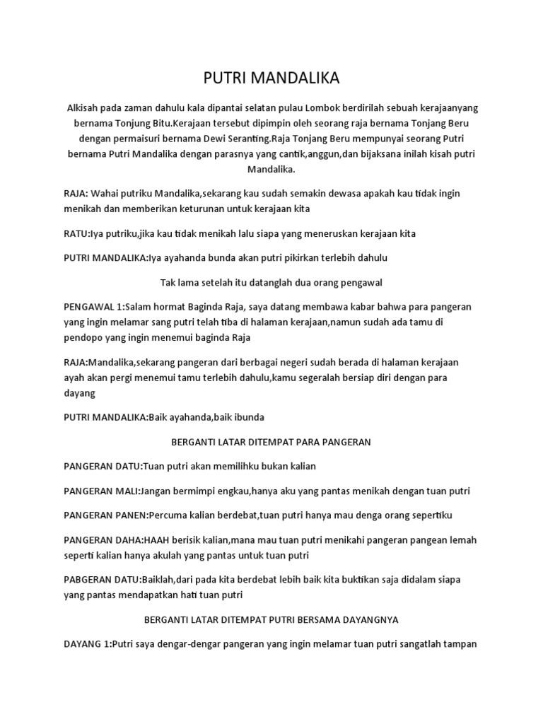 Putri Mandalika | PDF | Seni | Puisi