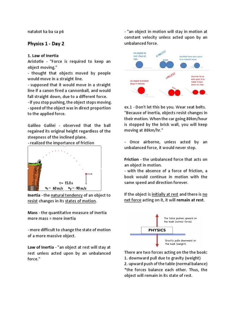 Law of Inertia Explained | PDF | Force | Inertia