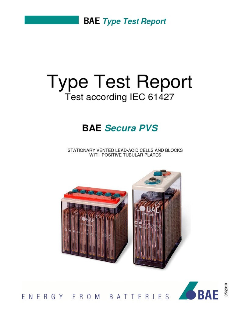 BAE PVS Cells Type Test Report | PDF | Rechargeable Battery | Physical ...