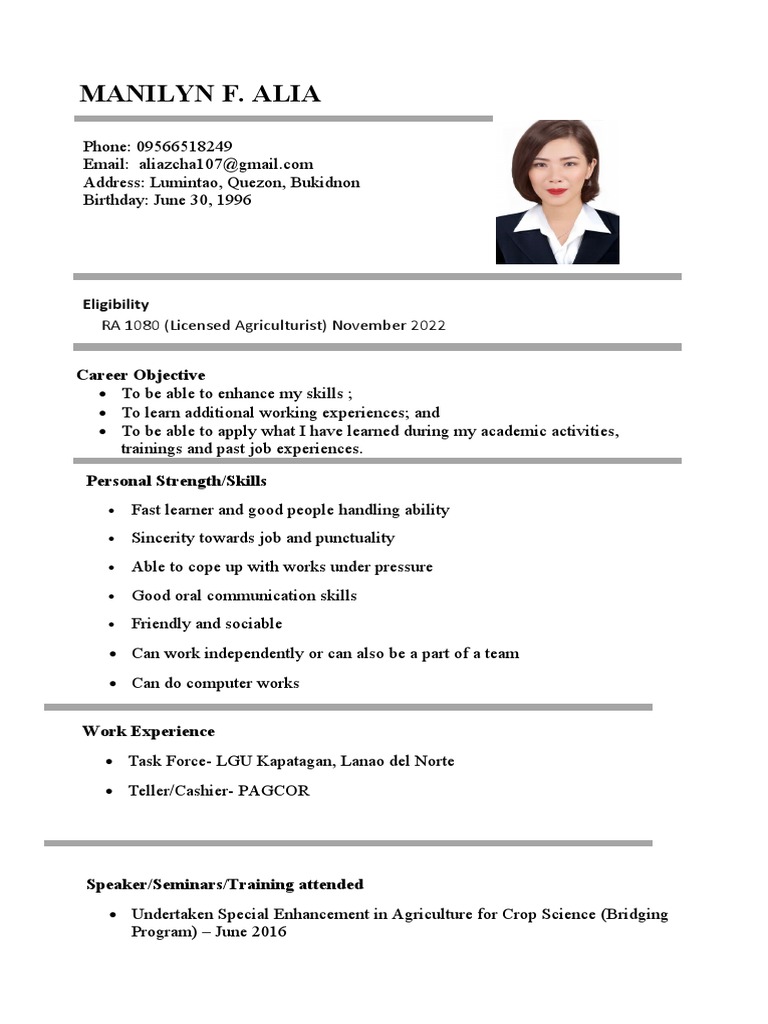 Alia Curriculum-Vitae-2 | PDF | Career & Growth