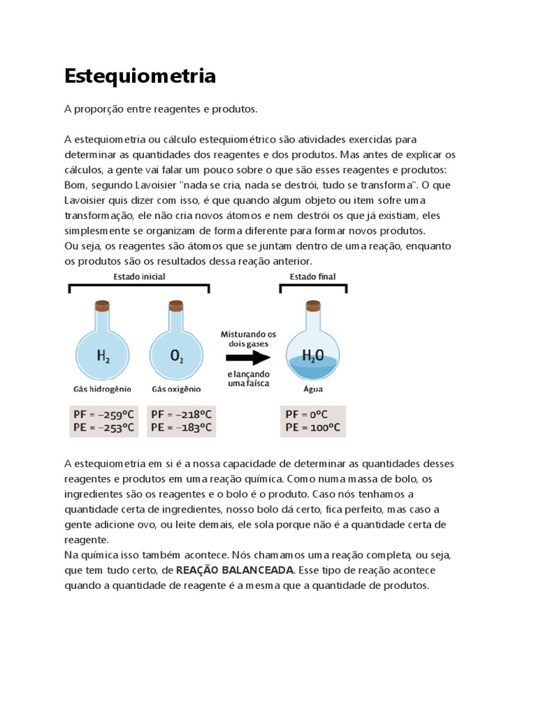 A estequiometria: determinando quantidades de reagentes e produtos em ...
