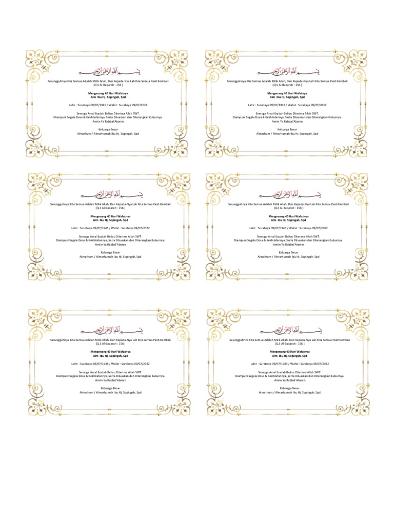 Ucapan Di Kotak Nasi 40 Hari - Kanalmu | PDF